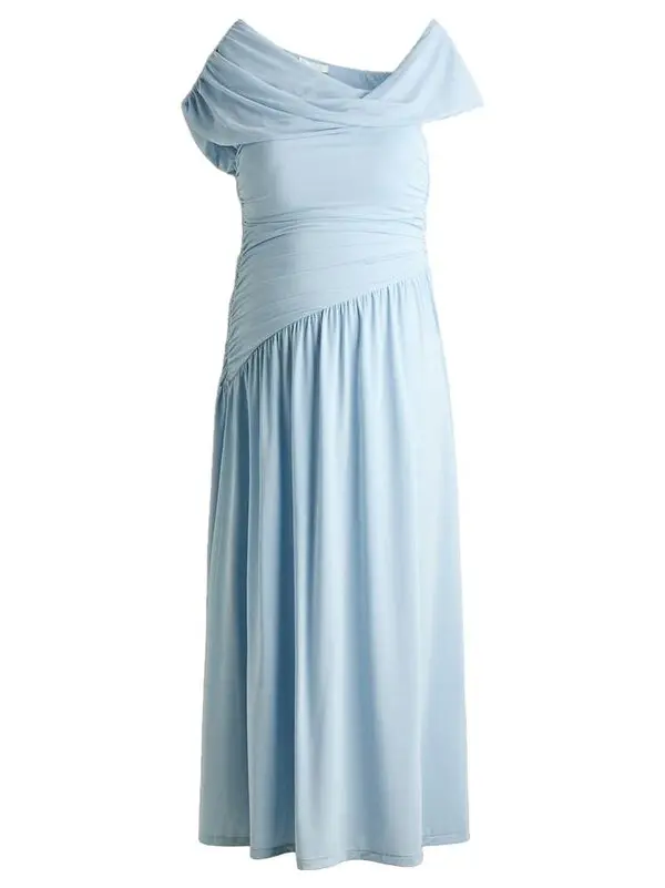 H&m Long One-shoulder Nursing Dress - Light Blue