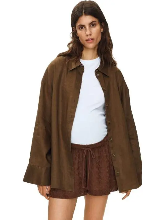 H&m Mama Pointelle-knit Drawstring Shorts - Brown