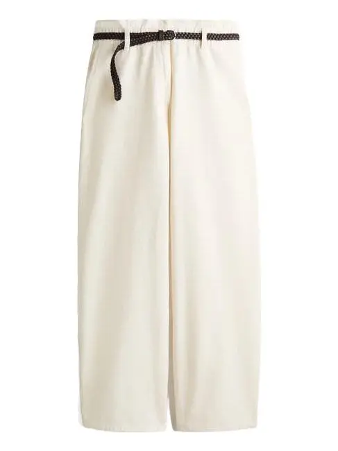 H&m Belted Barrel Trousers - Cream