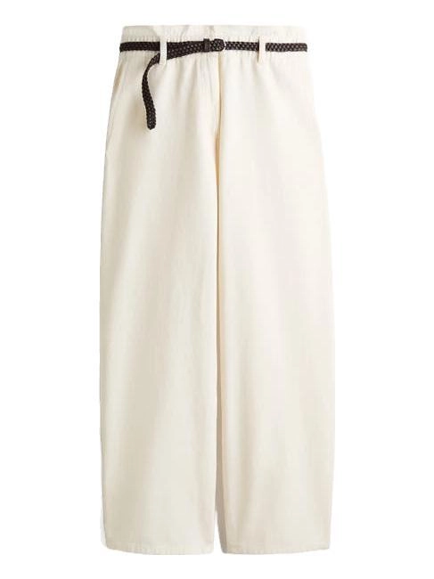 H&M Belted Barrel Trousers - Cream