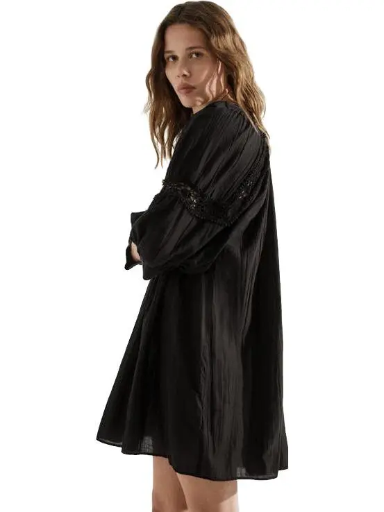 H&M Lace-inset Tunic Dress - Black