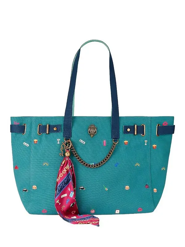 Kurt Geiger Sloane Large Embroidered Shopper Tote Bag - Medium Blue
