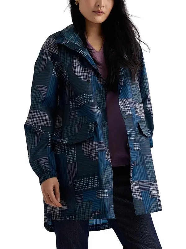 SEASALT CORNWALL Packable Raincoat With Hood - Inked Patchwork Maritime