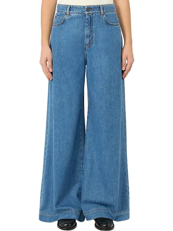 Max Mara Wkdvega Wide Leg Jeans - Navy