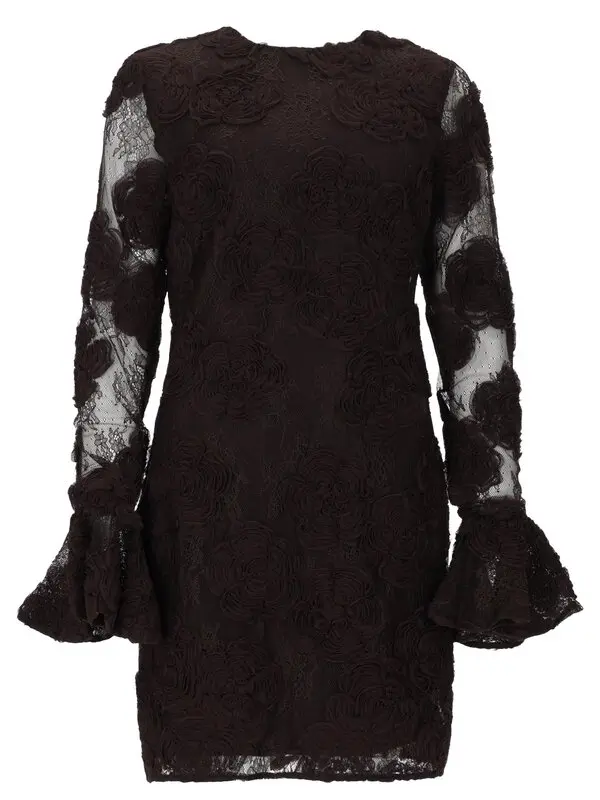 ROTATE BY BIRGER CHRISTENSEN Mini Dress With 3d Floral Appliqu - Brown