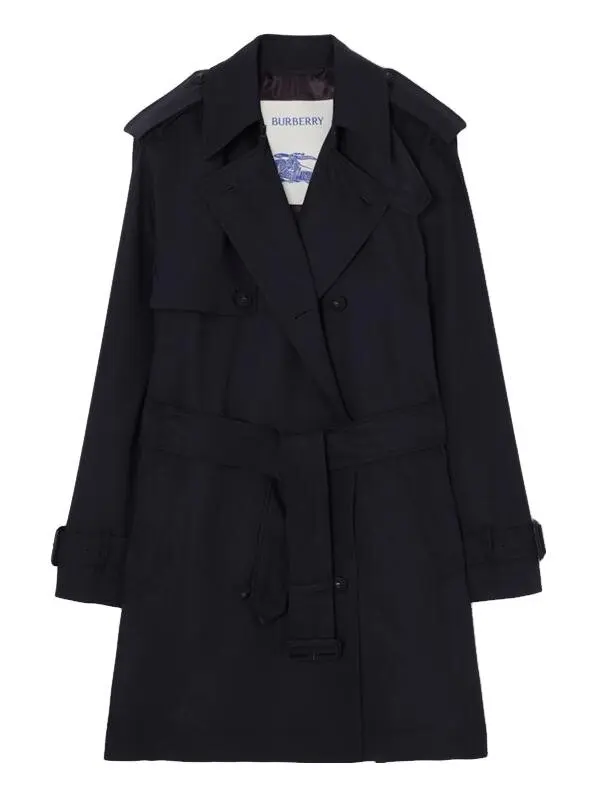 Burberry Short Wool Trench Coat - Navy