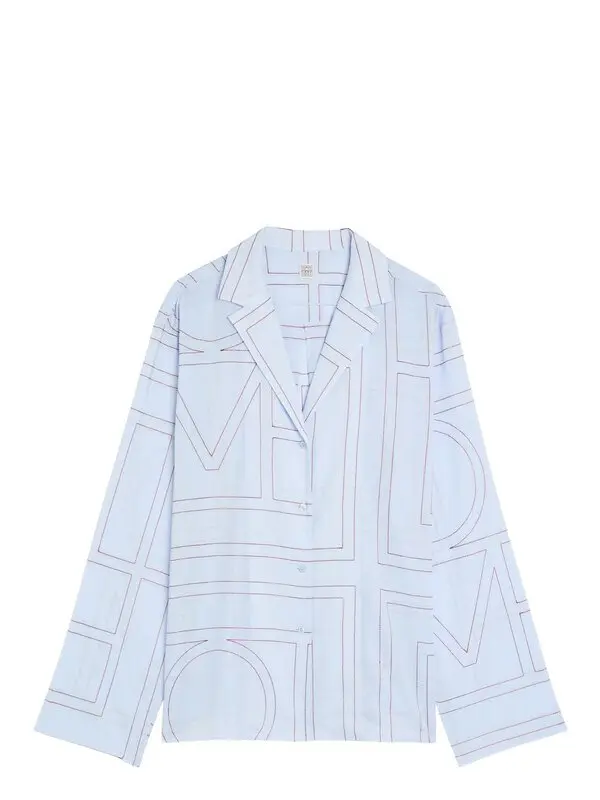 TOTEME Logo Monogrammed Cotton-blend Pyjama Shirt - Light Blue