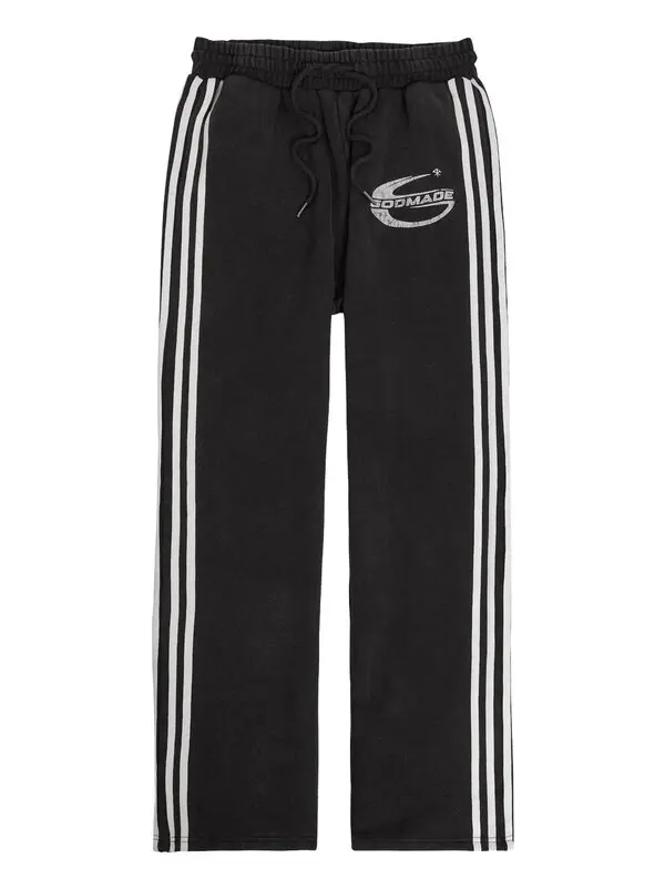 GODMADE Imperial Logo Striped Cotton Sweatpants - Black