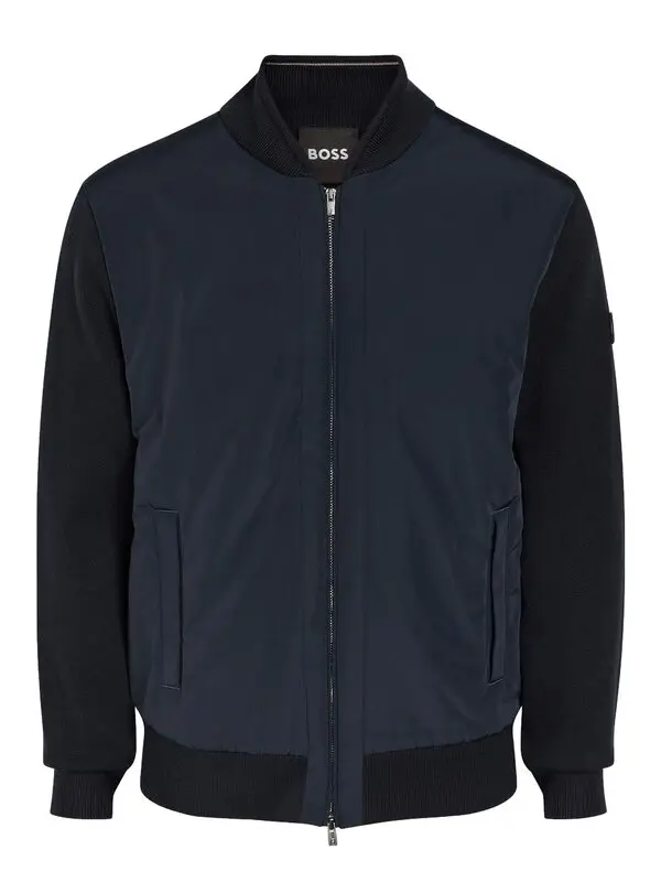 BOSS Levaio Quilted Cotton And Shell Bomber Jacket - Navy