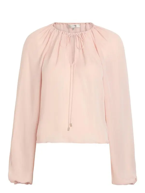 FRAME Balloon Sleeve Silk Blouse - Pink