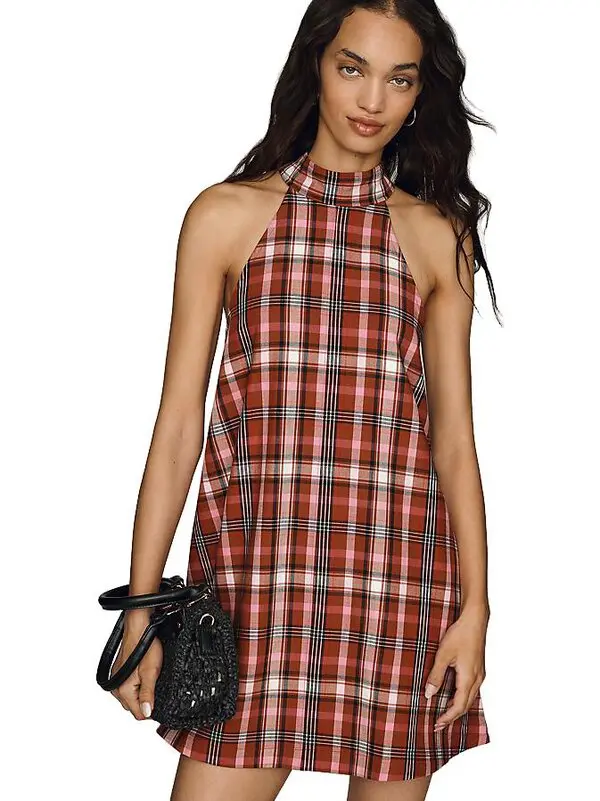 Maeve Keiko Halter Mini Dress - Multi Plaid