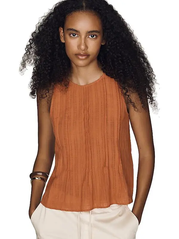 PILCRO Cotton Pintuck Tank Top - Rust