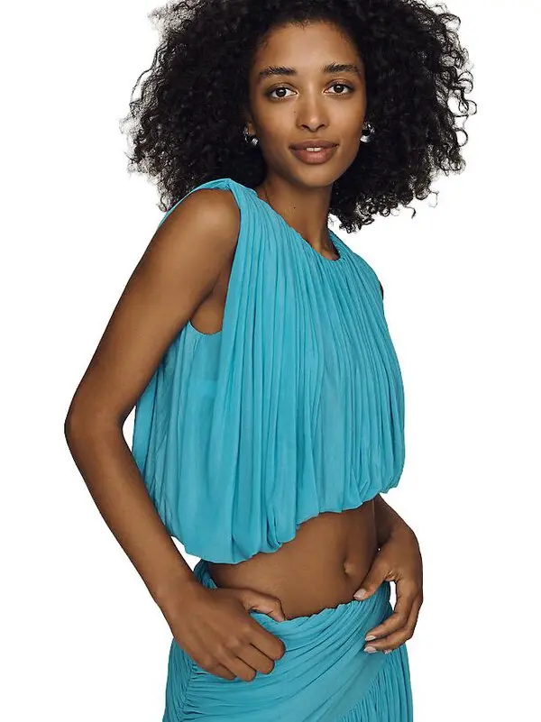 Ronny Kobo Chelly Bubble-hem Top - Turquoise