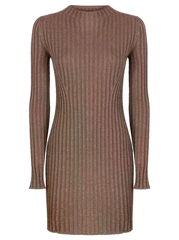 Missoni Ribbed-knit Metallic-thread Dress - Brown