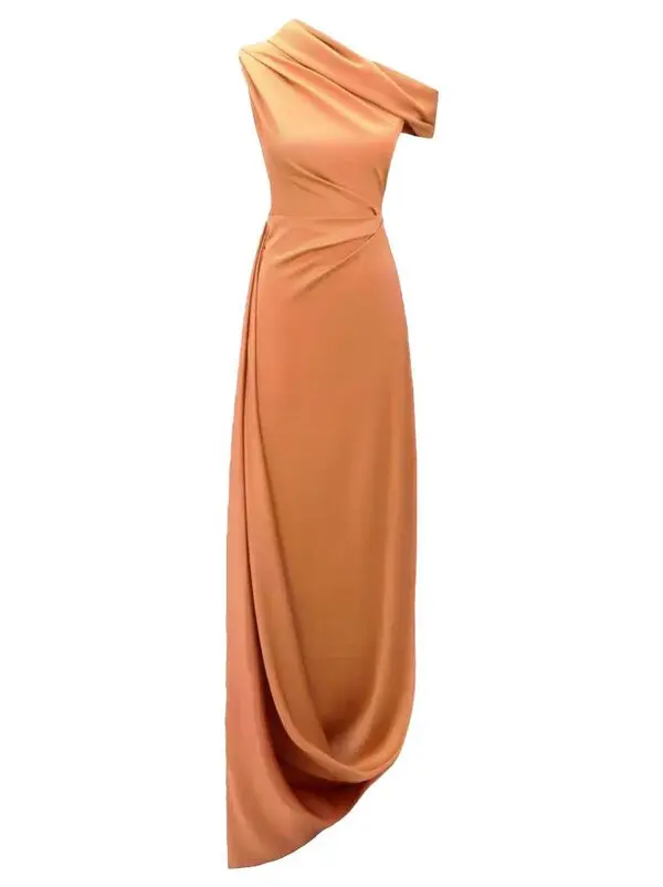 GEMY MAALOUF Asymmetrical Draped Dress - Orange