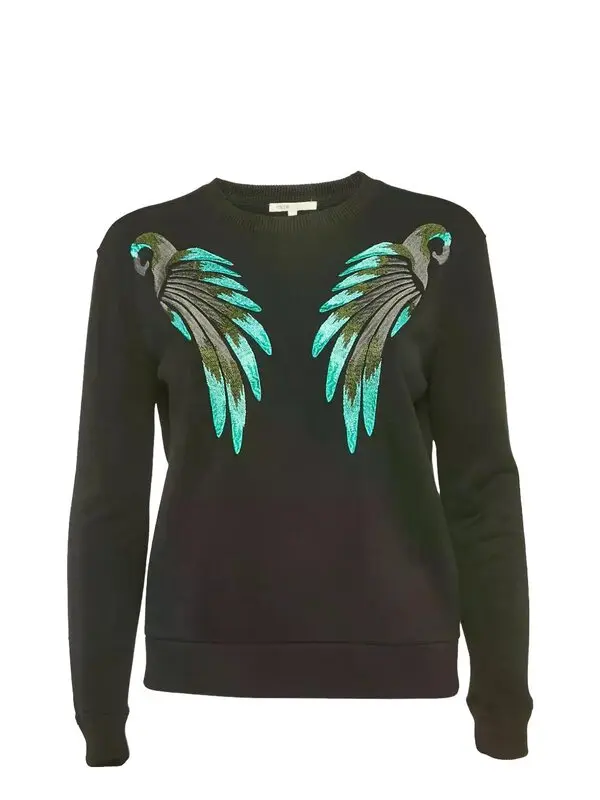Maje Embroidered Crewneck Sweatshirt - Black