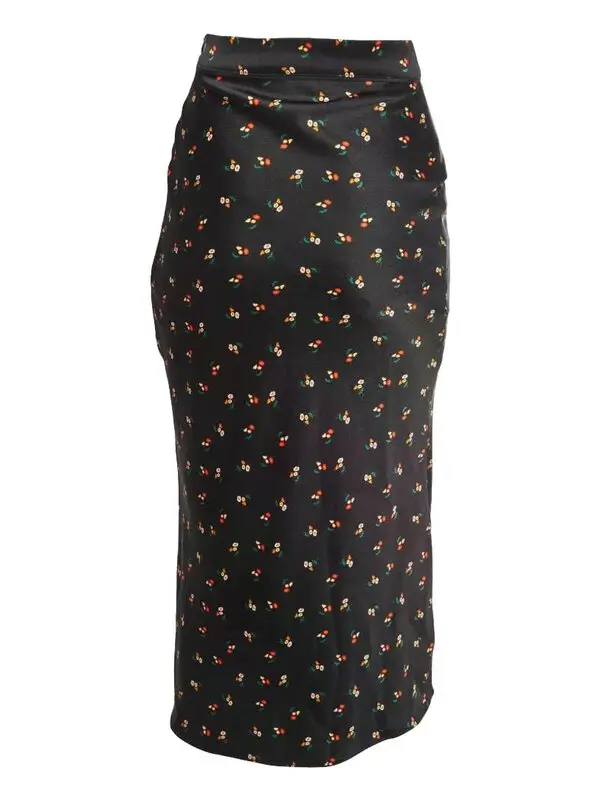 Victoria Beckham Floral-print Midi Skirt - Black