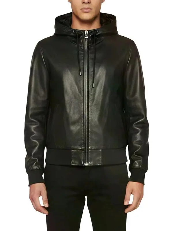 Dolce & Gabbana Hooded Leather Jacket - Black