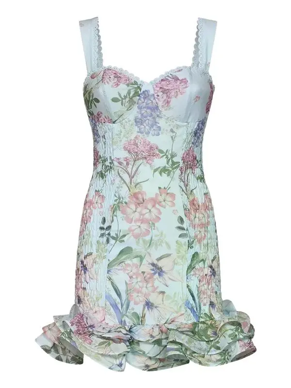 Charo Ruiz Ibiza Floral Print Ruffled Dress - Blue