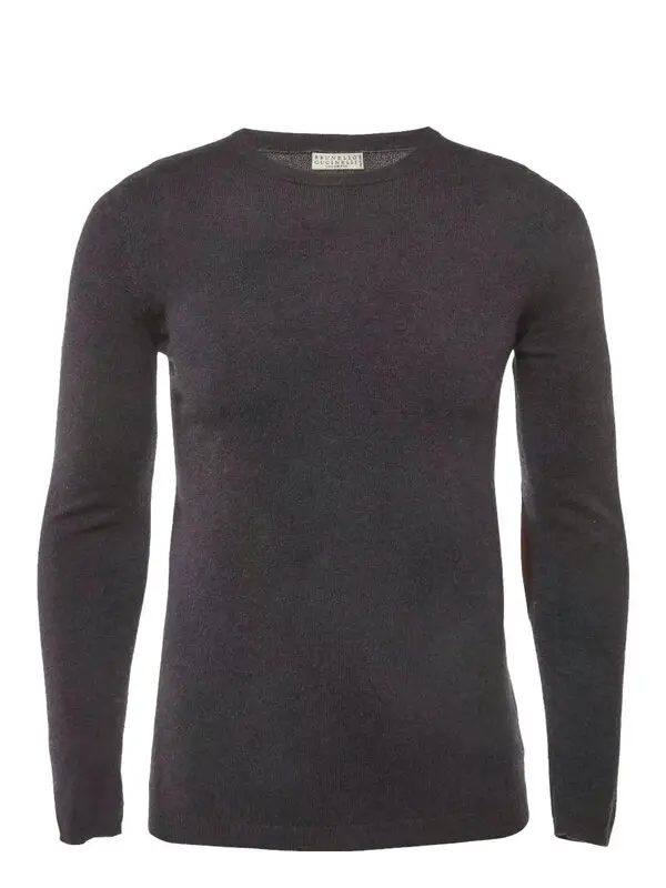Brunello Cucinelli Suede Elbow-patch Sweater - Grey