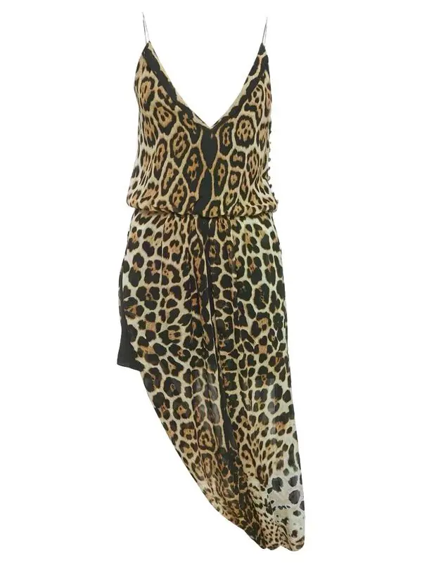 Saint Laurent Animal-print Silk Mini Dress - Neutrals