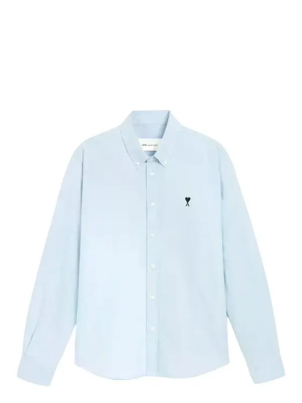 AMI Paris Embroidered Cotton Shirt - Blue