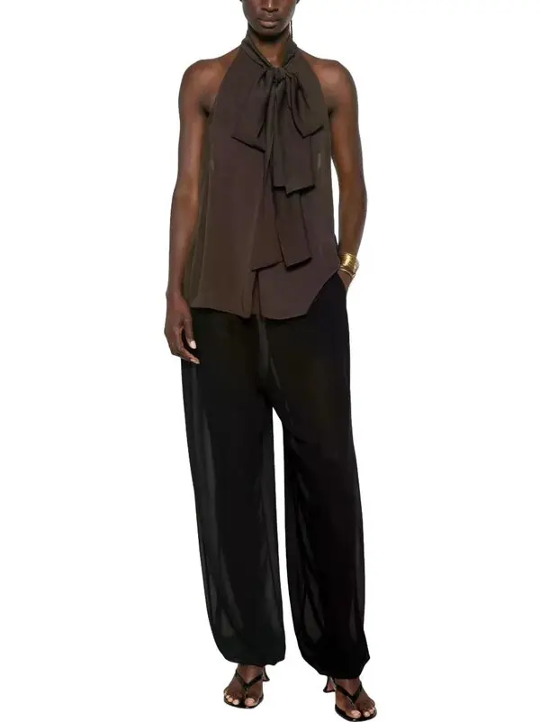 TOM FORD Sleeveless Bow Detail Halterneck Top - Brown