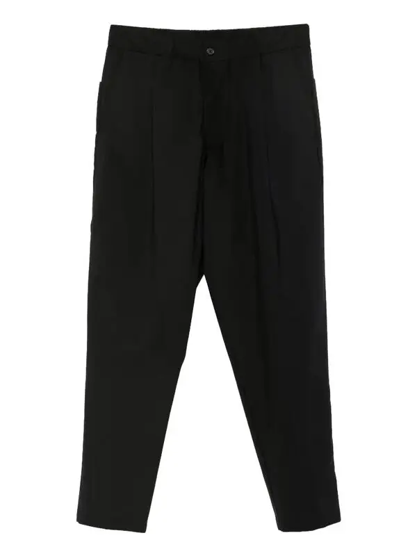 YES LONDON Pleated Front Cropped Trousers - Black