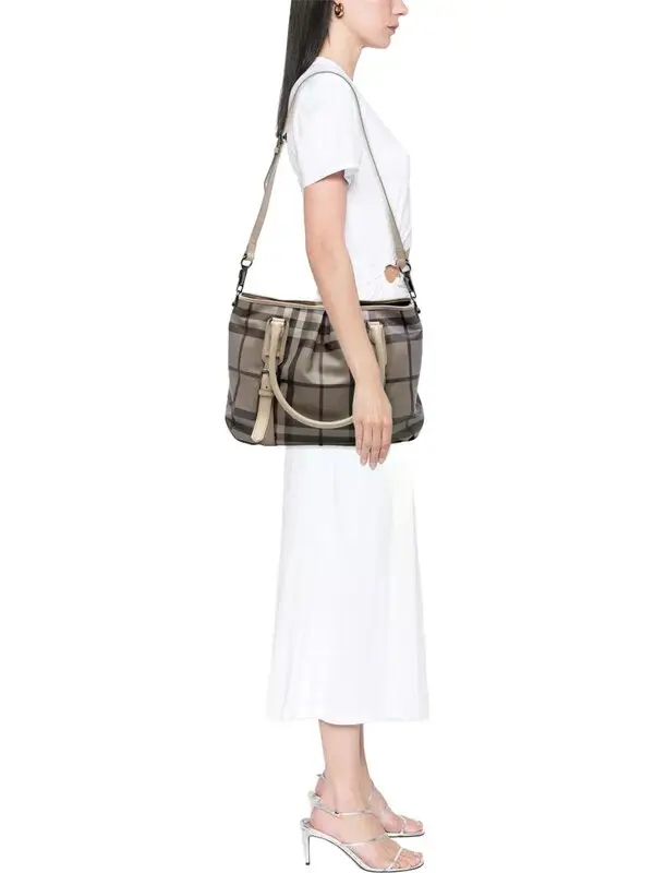 Burberry Smoked Check Coated Canvas Satchel - Neutrals
