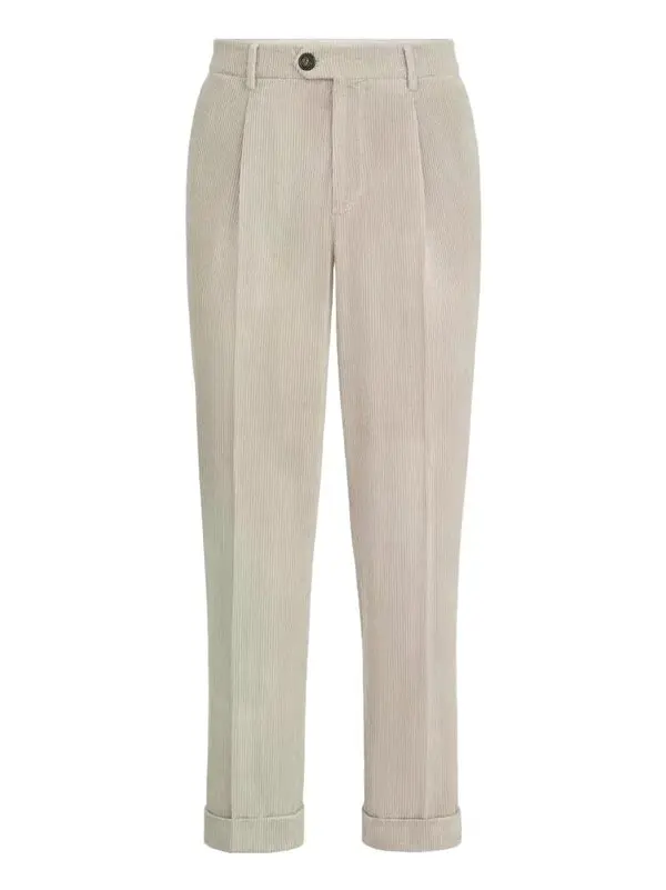 Brunello Cucinelli Garment-dyed Cotton Corduroy Pleated Trousers - Neutrals