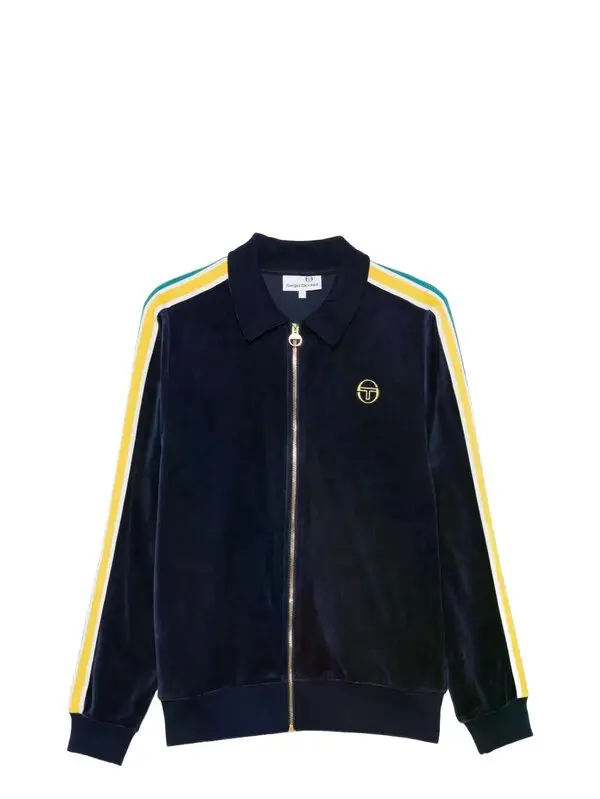 SERGIO TACCHINI Side-stripe Velvet Sweatshirt - Blue