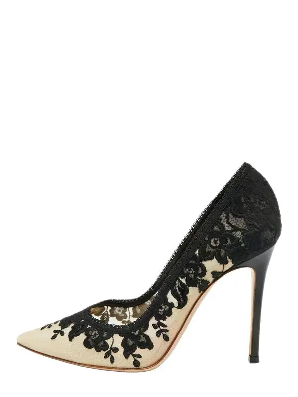 GIANVITO ROSSI Plexi Lace Heeled Pumps - Black