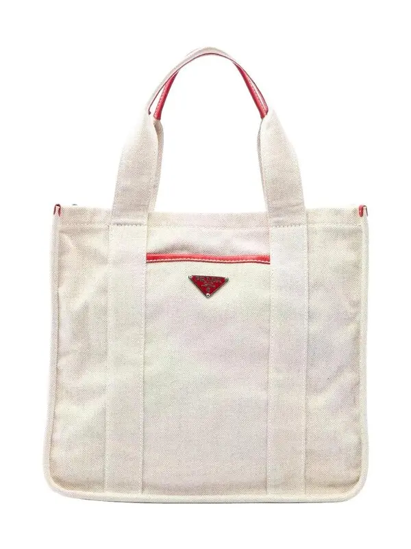 Prada Canapa Misto Linen Shopping Tote Bag - Brown