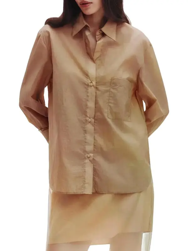 TWP Sheer Button-up Shirt - Neutrals
