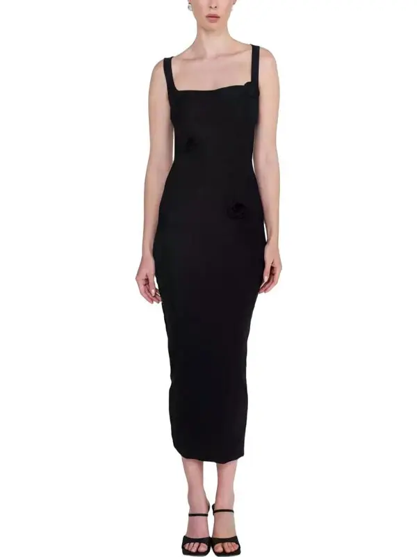 MAYGEL CORONEL Ivy Floral-appliqué Midi Dress - Black