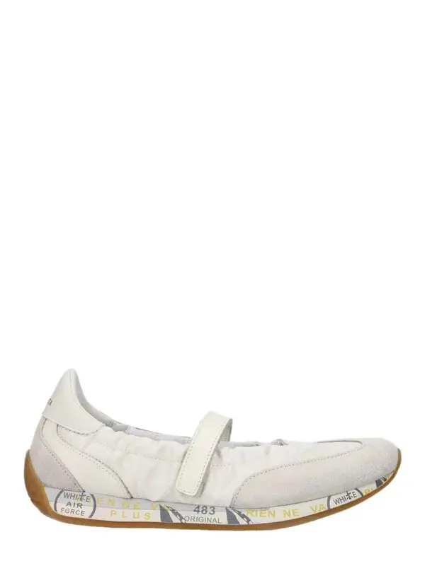 Premiata Rina 8305 Technical Fabric And Suede Ballet Flats - Neutrals