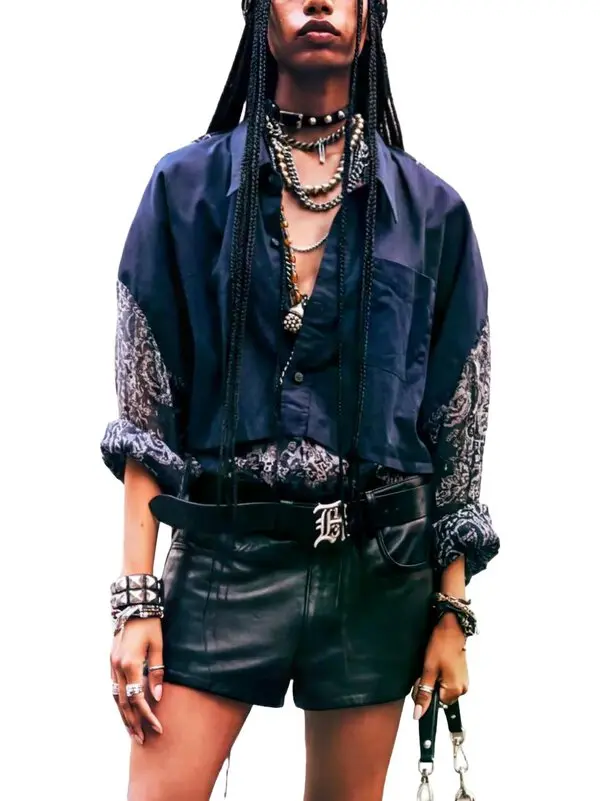 R13 Abstract-bandana Print Shirt - Blue