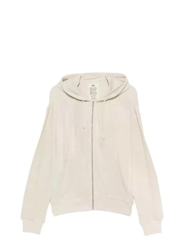 StÜssy Waffle-knit Zip-up Hoodie - Neutrals
