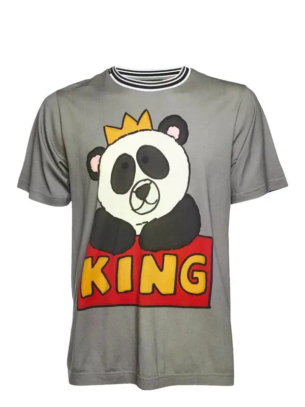 Dolce & Gabbana Panda King Graphic T-shirt - Grey