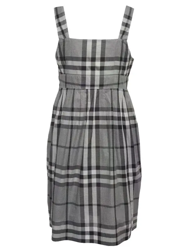 Burberry Plaid Print Sleeveless Midi Dress - Grey