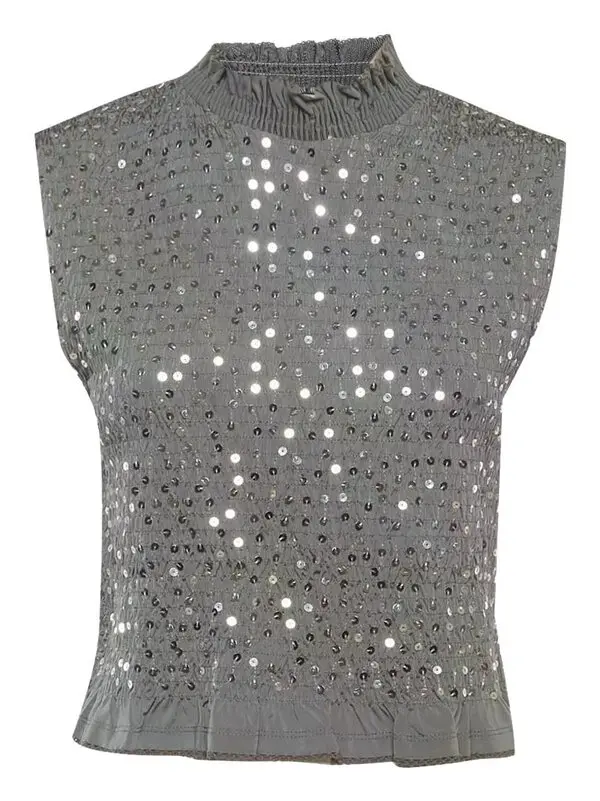 Sandro Sequin-embellished High Neck Sleeveless Top - Grey