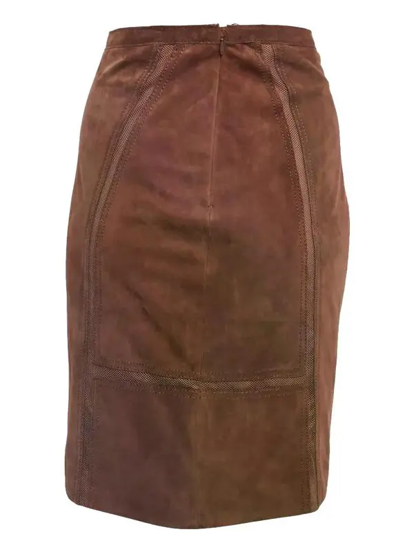 Gucci Lizzy Suede Midi Skirt - Brown