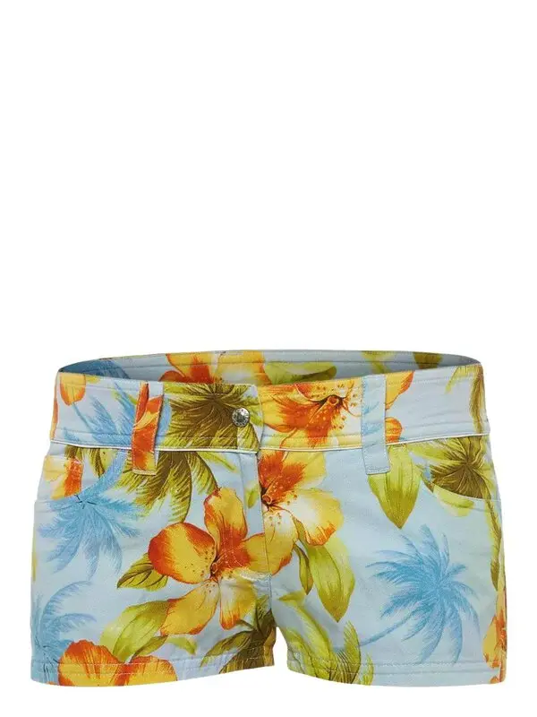 Dolce & Gabbana Floral-print Denim Shorts - Blue