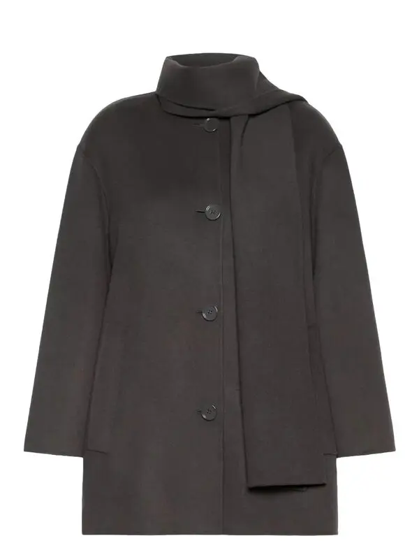 Max Mara Wool Coat With Scarf Detail - Grey