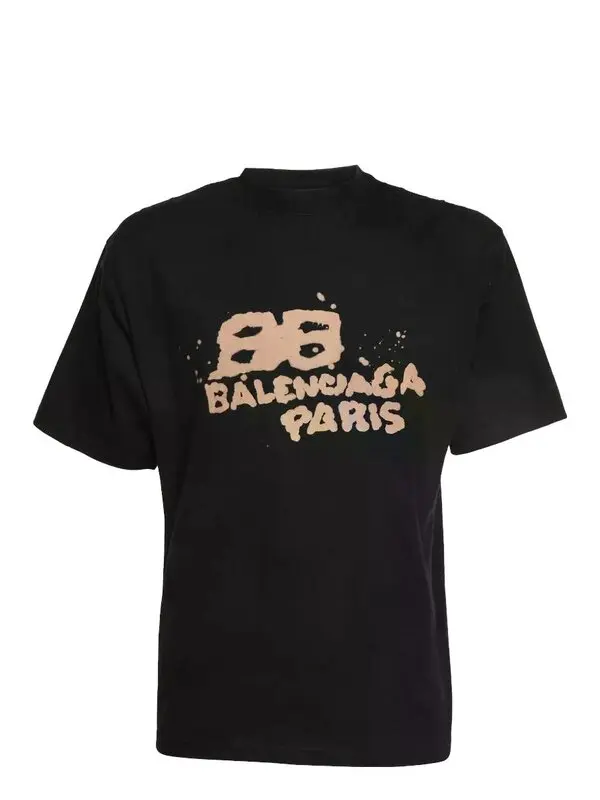 Balenciaga Logo Print T-shirt - Black