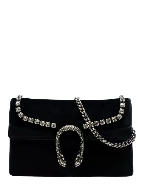 Gucci Dionysus Mini Crystal Embellished Velvet Crossbody Bag - Black