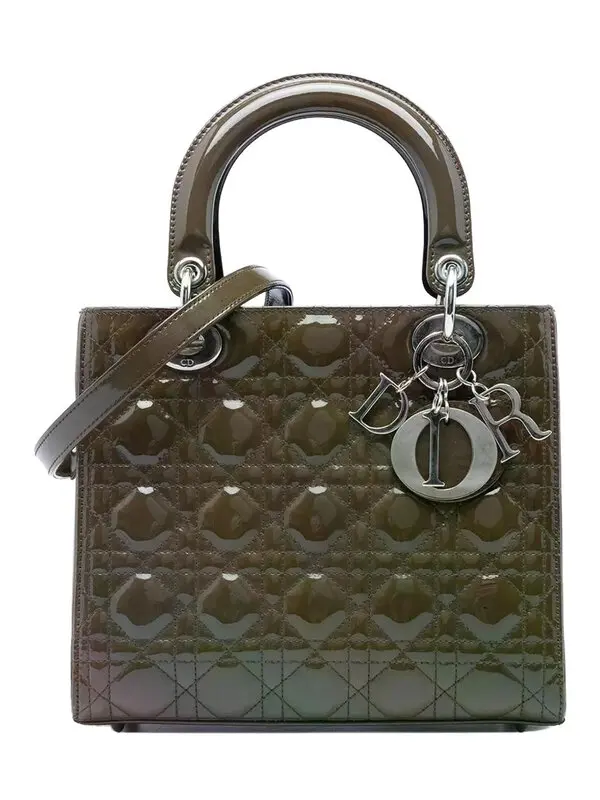 Dior Patent Cannage Lady Satchel - Brown