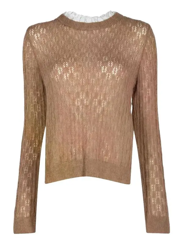 Sea Pointelle-knit Panelled Sweater - Neutrals