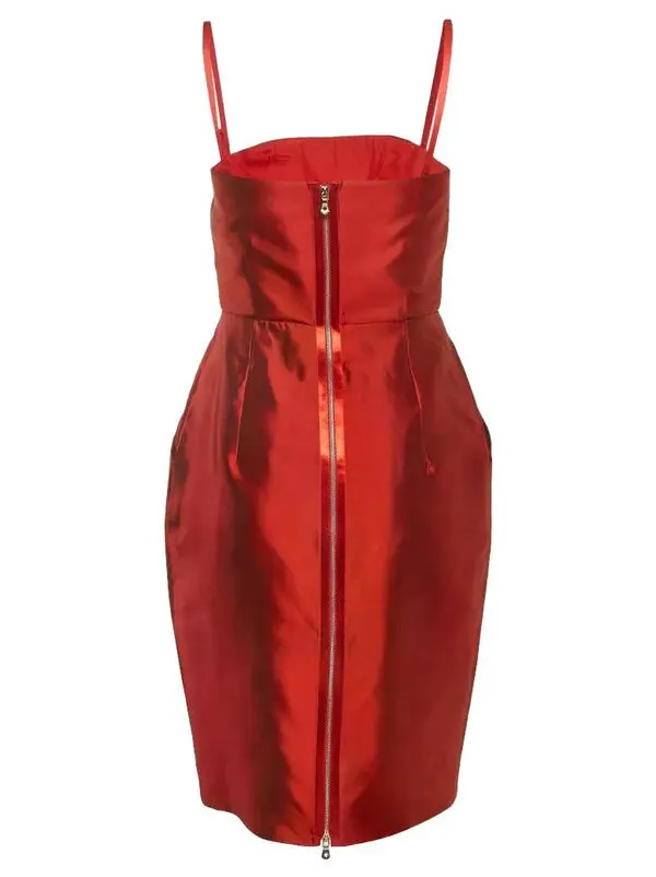 Dolce & Gabbana Silk Pleated Sleeveless Mini Dress - Red