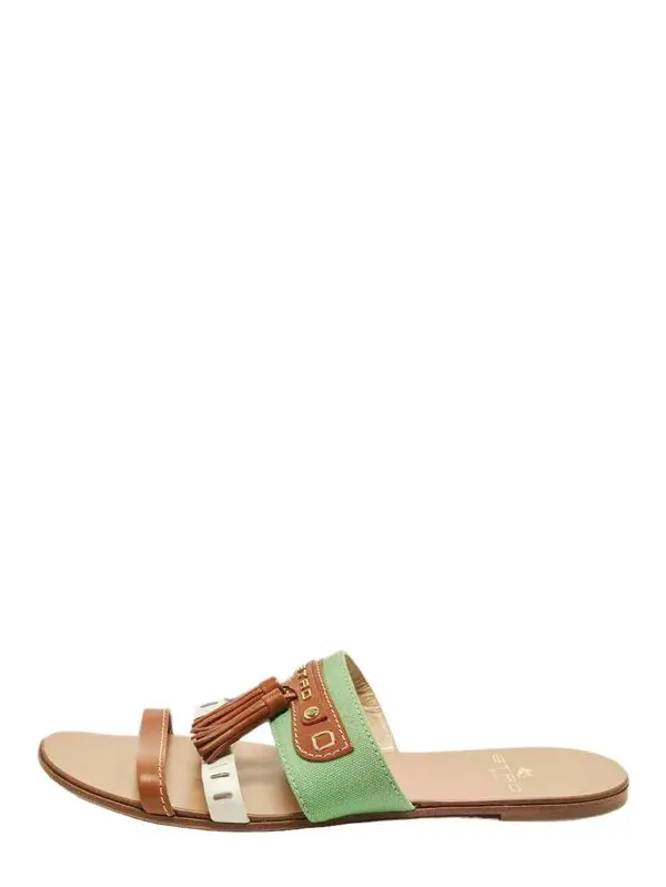 Etro Leather Fringe Slides - Neutrals